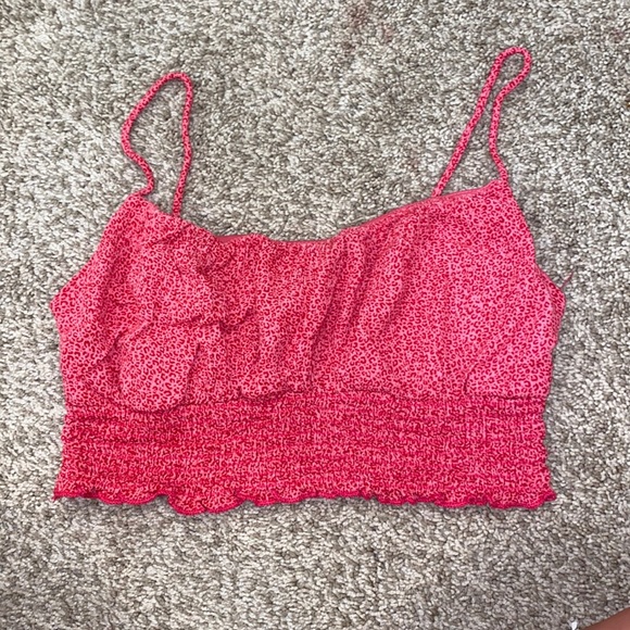 Voda | Tops | Voda Pink And Red Cheetah Crop Top | Poshmark